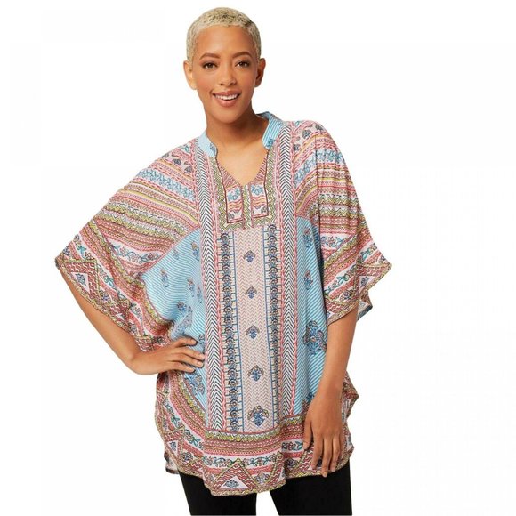 Tolani | Tops | Nwt Tolani Woven Caftan Top Small Poppy Turquoise ...